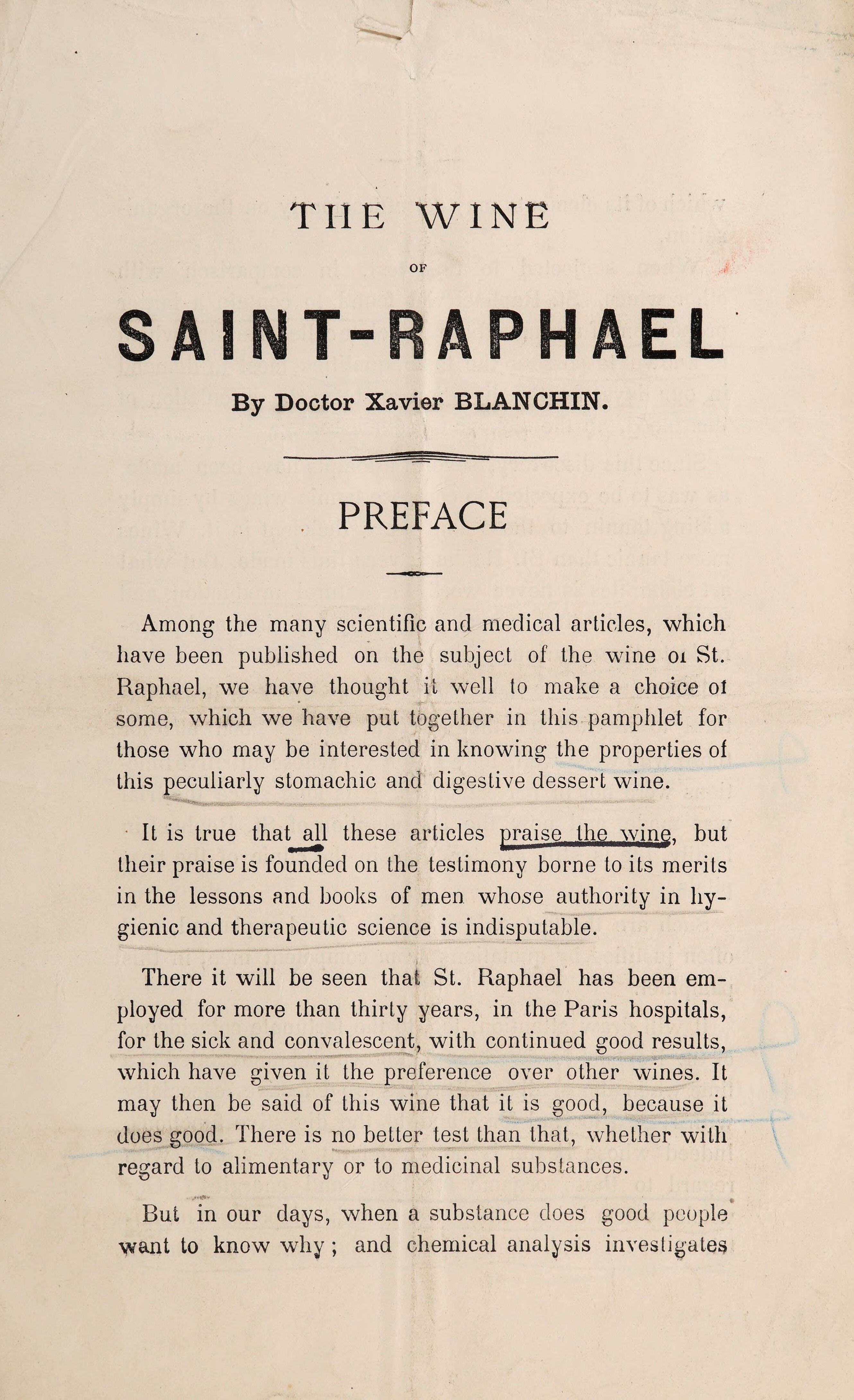 The wine of Saint Raphael | Wellcome Collection